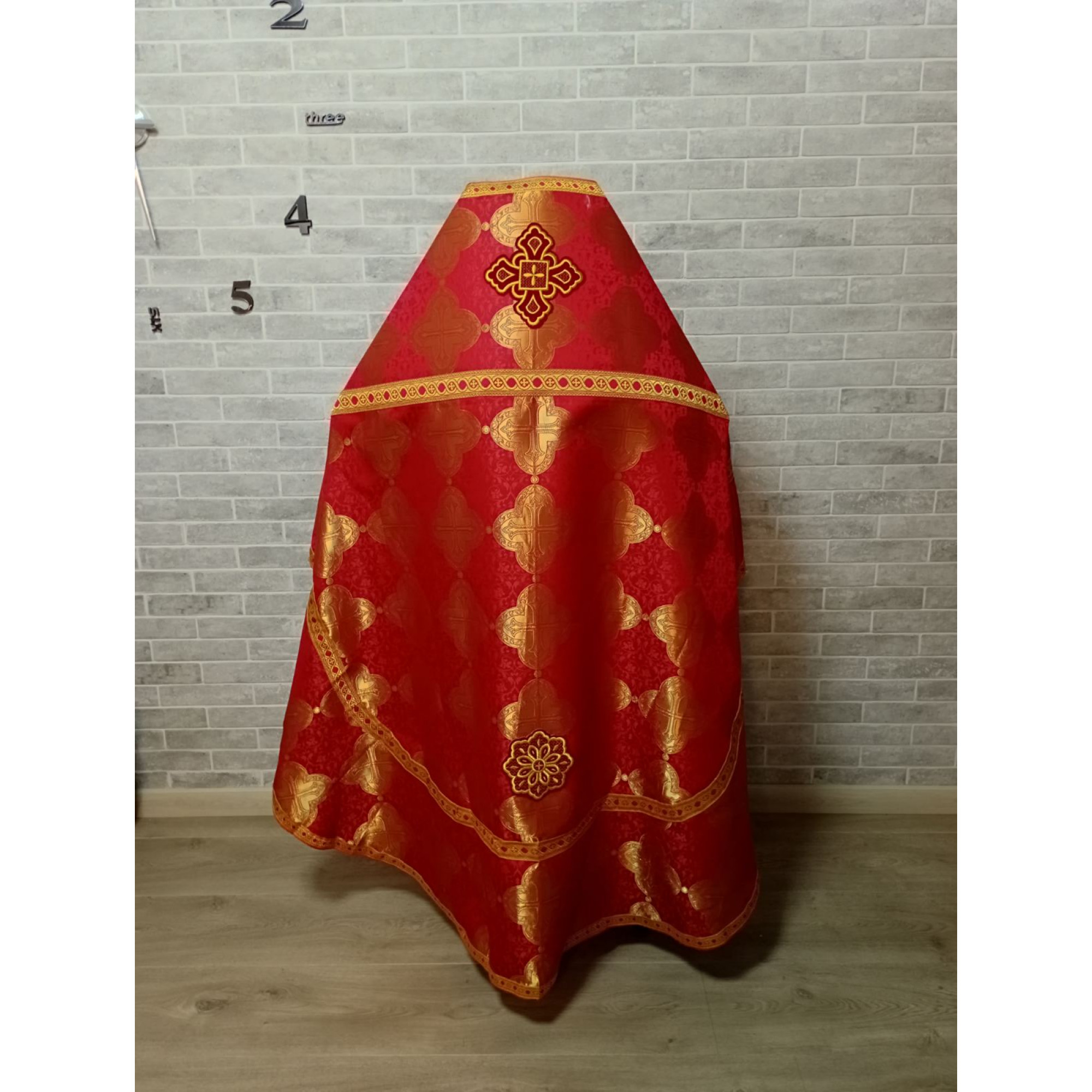 Slavic style style vestments in red brocade - Priest vestments ...