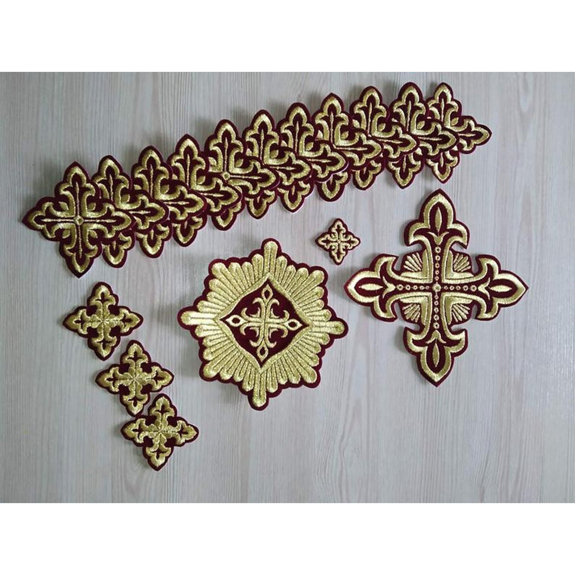 Orthodox Set of 17 embroidered crosses for Orthodox vestments