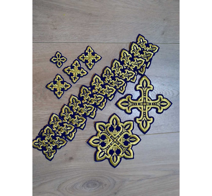 Set of 17 embroidered crosses for Priest's vestment in greek style