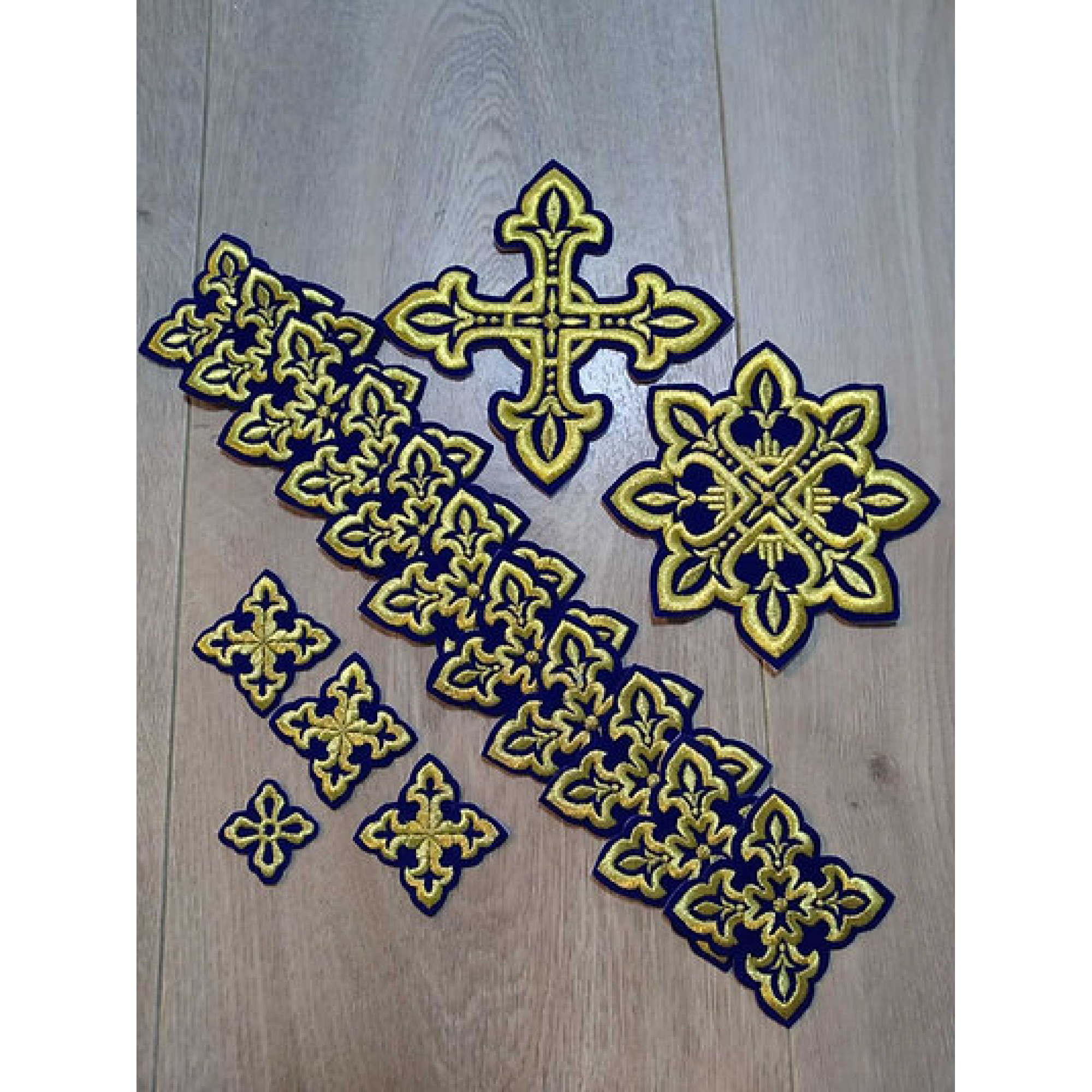 Set of 17 embroidered crosses for Priest's vestment in greek style
