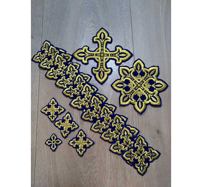 Set of 17 embroidered crosses for Priest's vestment in greek style