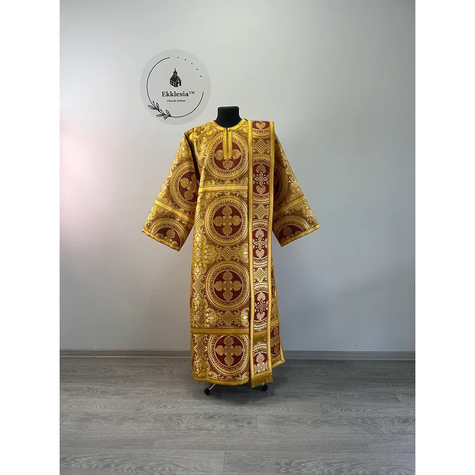 Brocade vestment for deacon - Stichar and orar in yellow-gold silk brocade