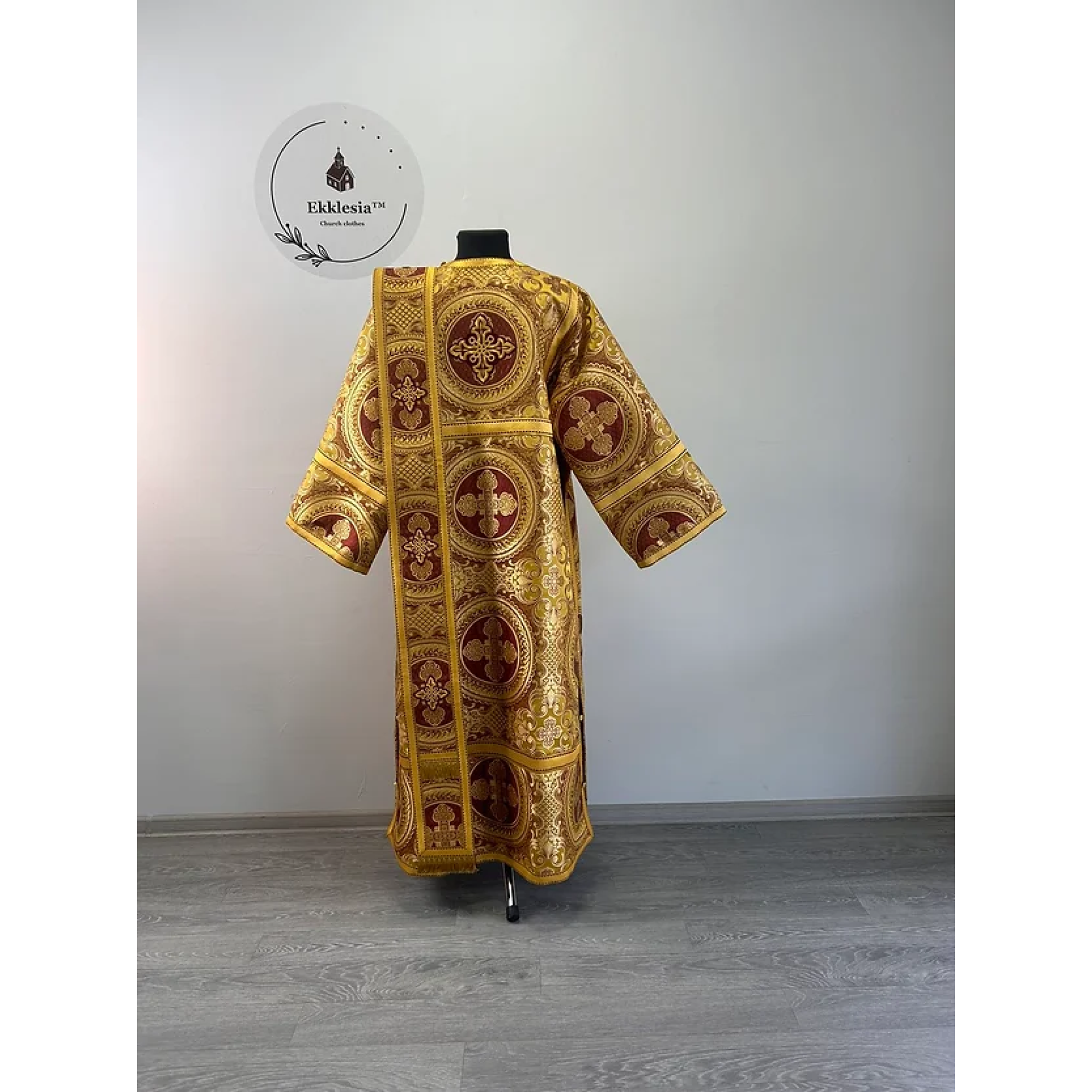 Brocade vestment for deacon - Stichar and orar in yellow-gold silk brocade