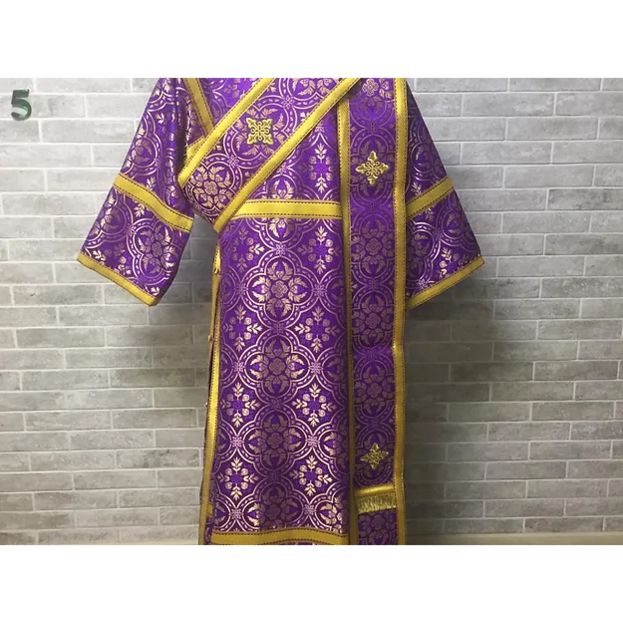 Brocade vestment for deacon - Stichar and orar in yellow-gold silk brocade