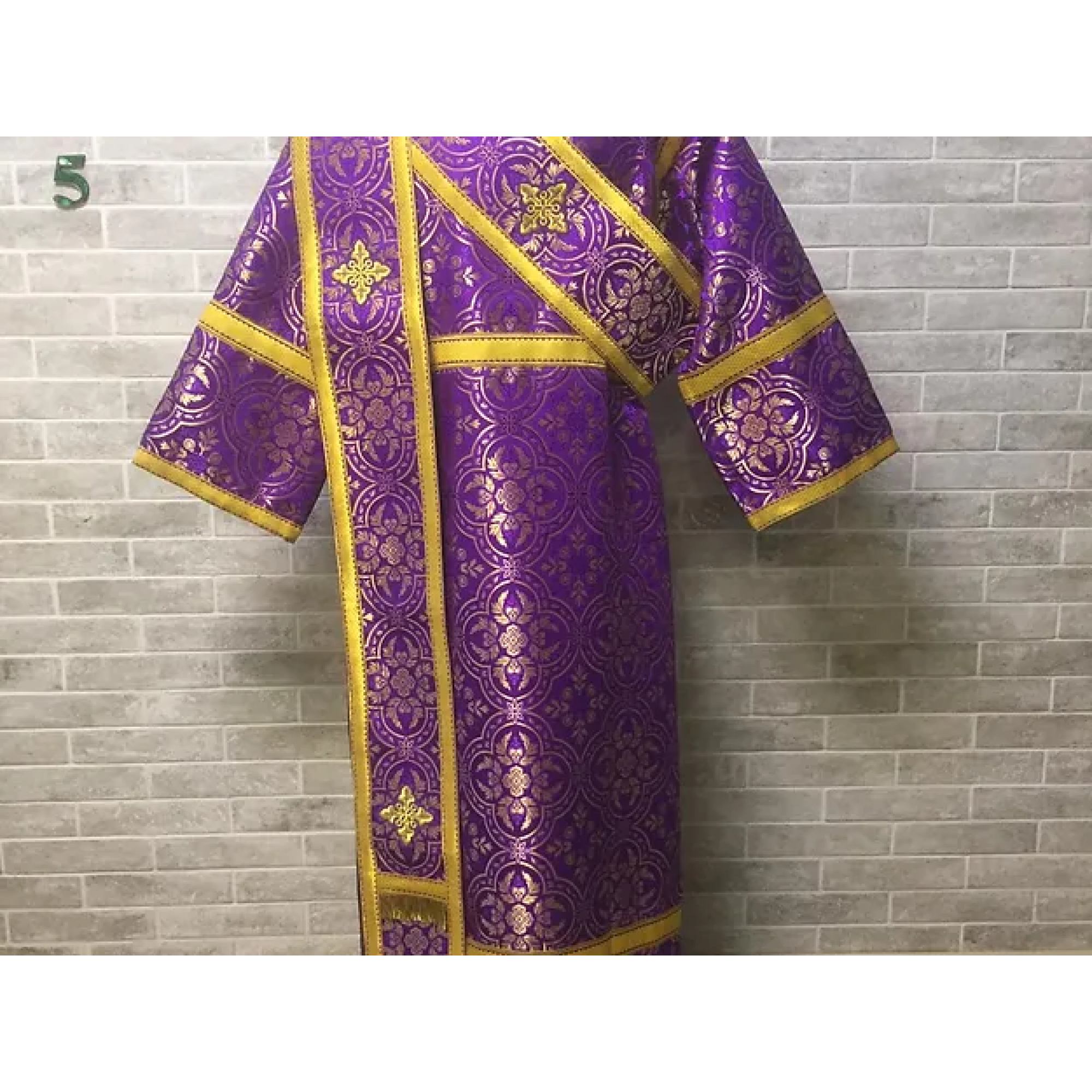 Brocade vestment for deacon - Stichar and orar in yellow-gold silk brocade