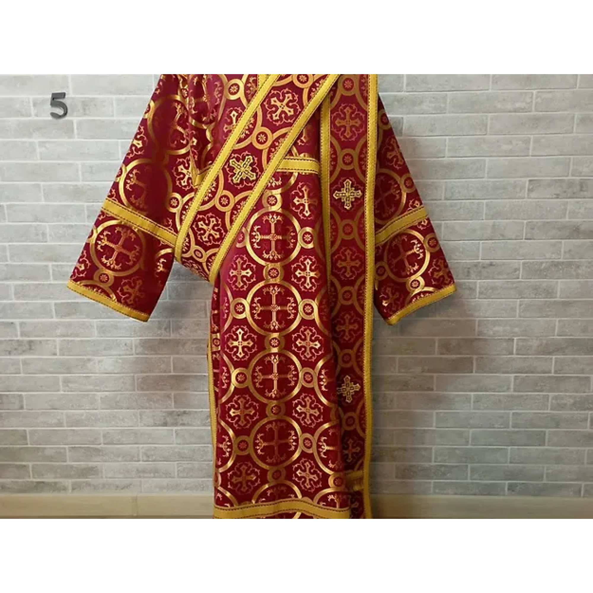 Brocade vestment for deacon - Stichar and orar in yellow-gold silk brocade
