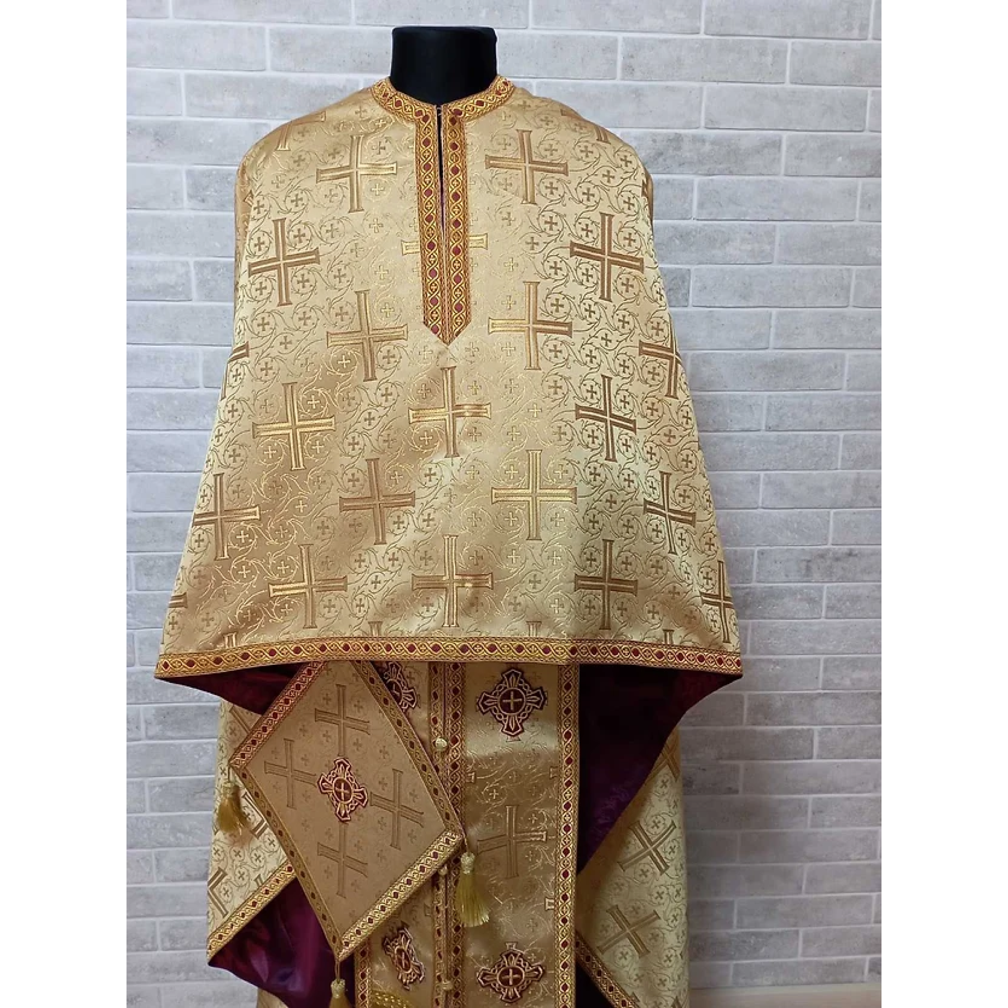 Greek style priest vestment in brocade - Liturgical vestment for priest