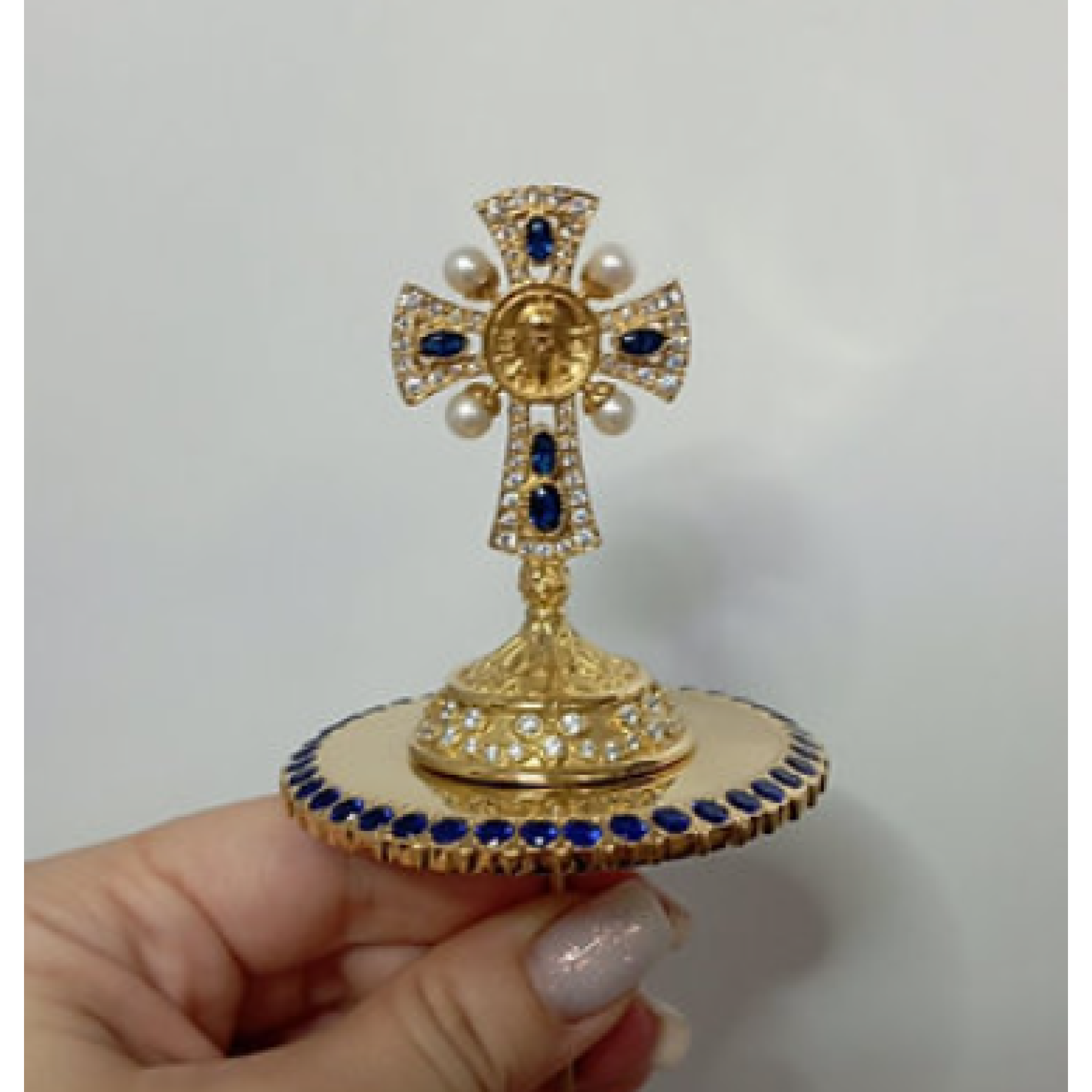 Miter cross with stones for bishops mitra, mitras cross