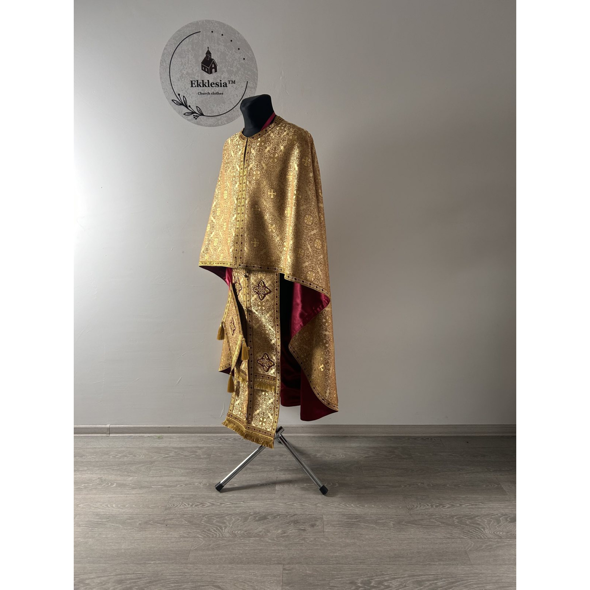 Liturgical vestment - Priest vestment on gold brocade - Church garment ...