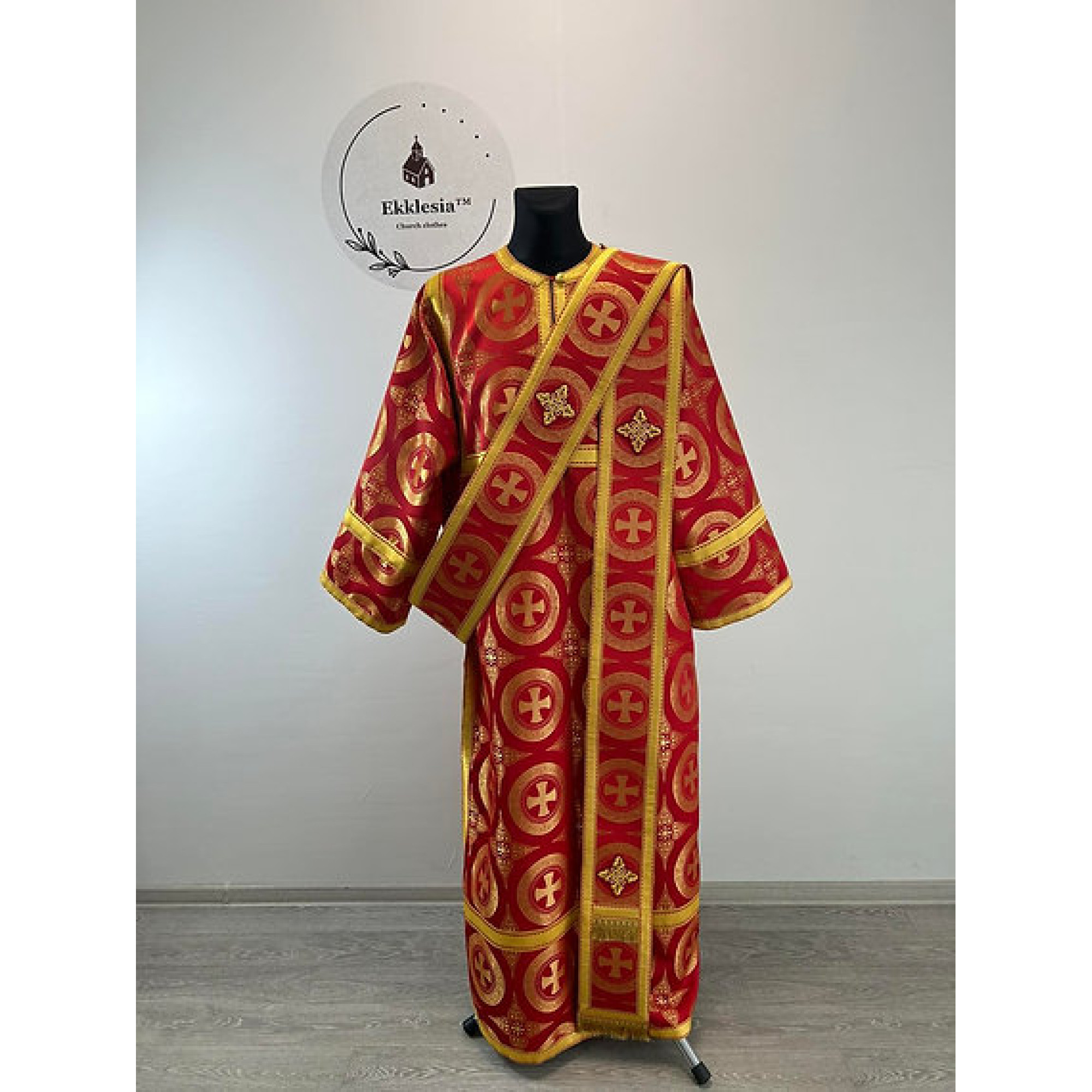 Brocade vestment for deacon - Stichar and orar in yellow-gold silk brocade