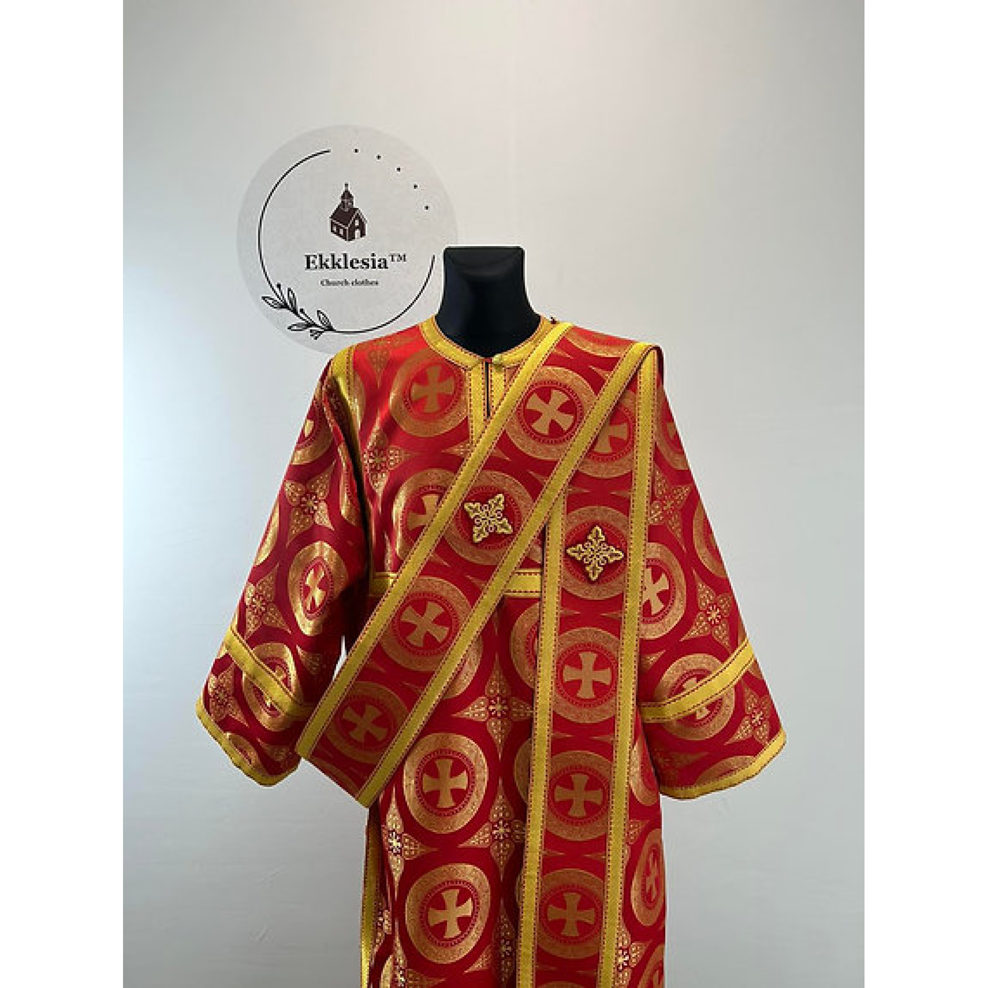 Brocade vestment for deacon - Stichar and orar in yellow-gold silk brocade