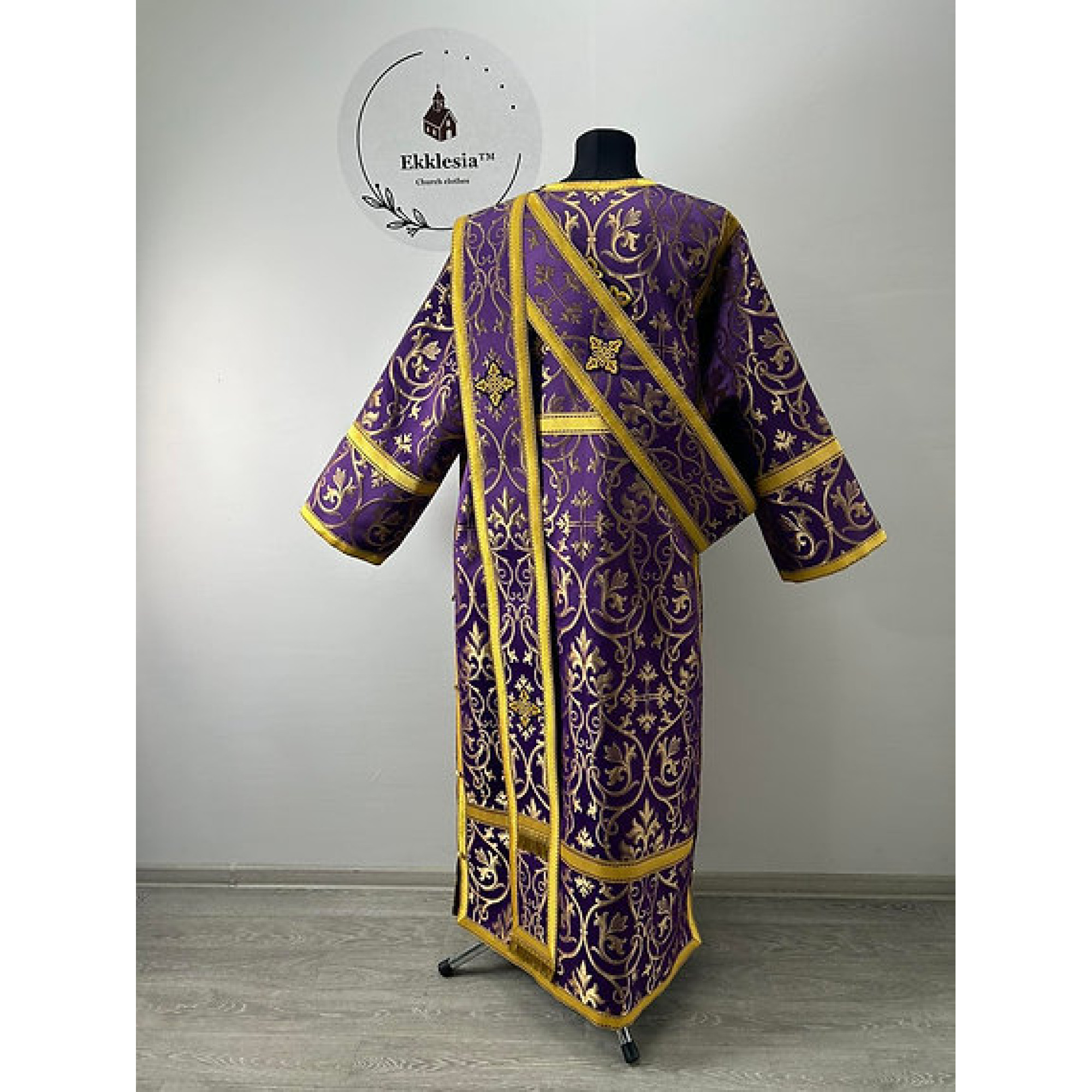 Brocade vestment for deacon - Stichar and orar in yellow-gold silk brocade