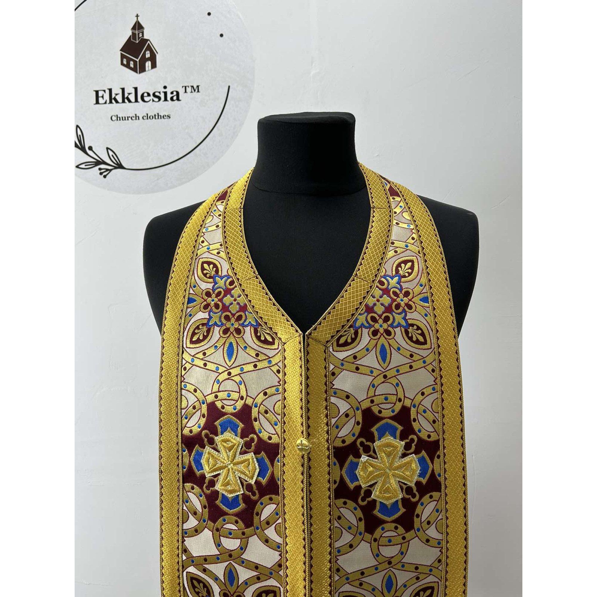 Gold stole and cuffs - Priest's communion set in brocade - Orthodox ...