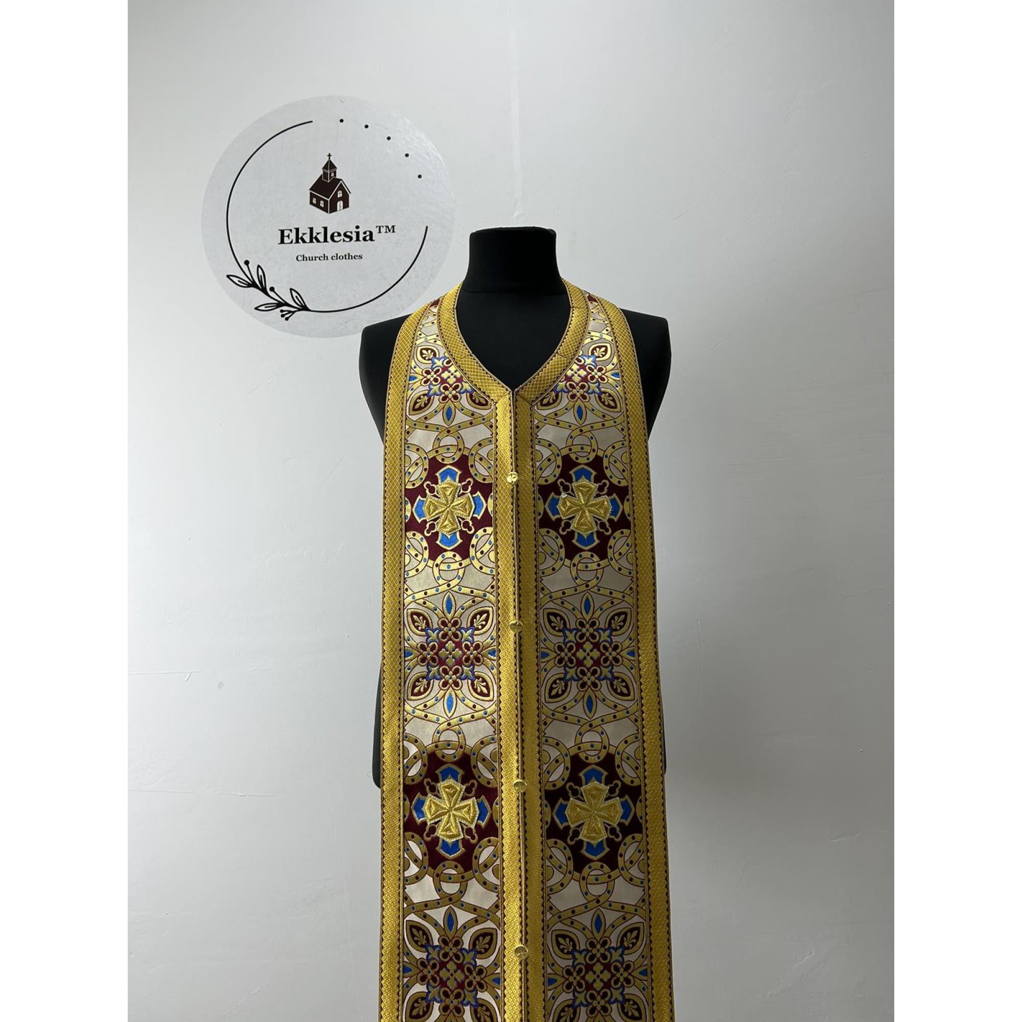 Gold stole and cuffs - Priest's communion set in brocade - Orthodox ...