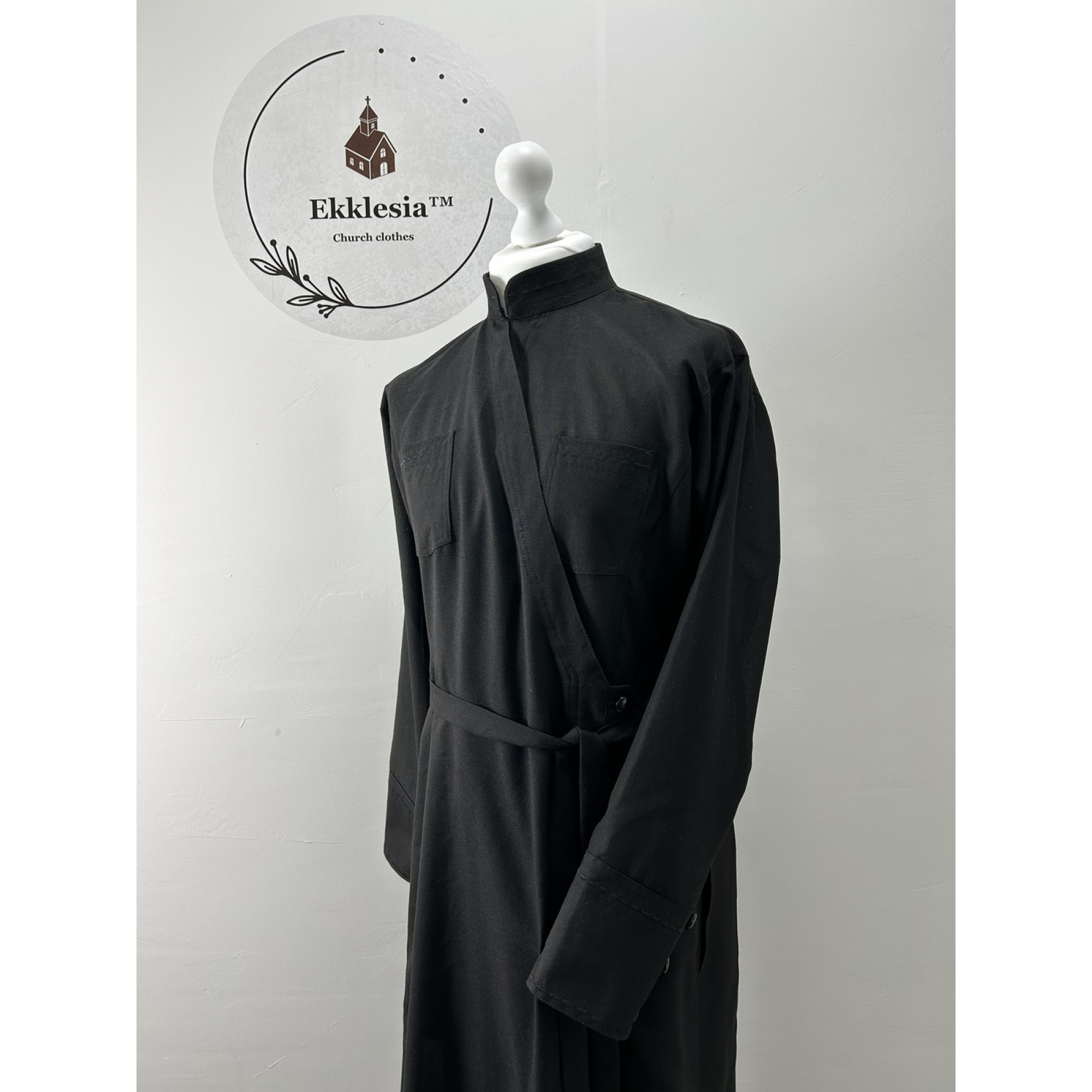 Embroidered inner cassock - Orthodox black cassock - Light summer cassock