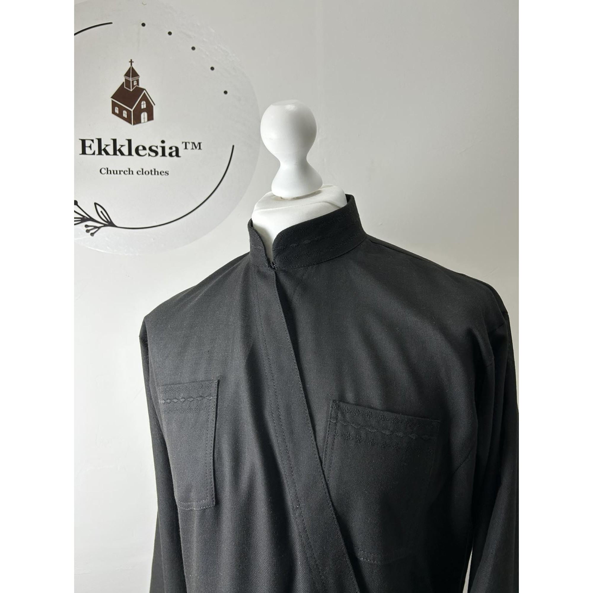 Embroidered inner cassock - Orthodox black cassock - Light summer cassock