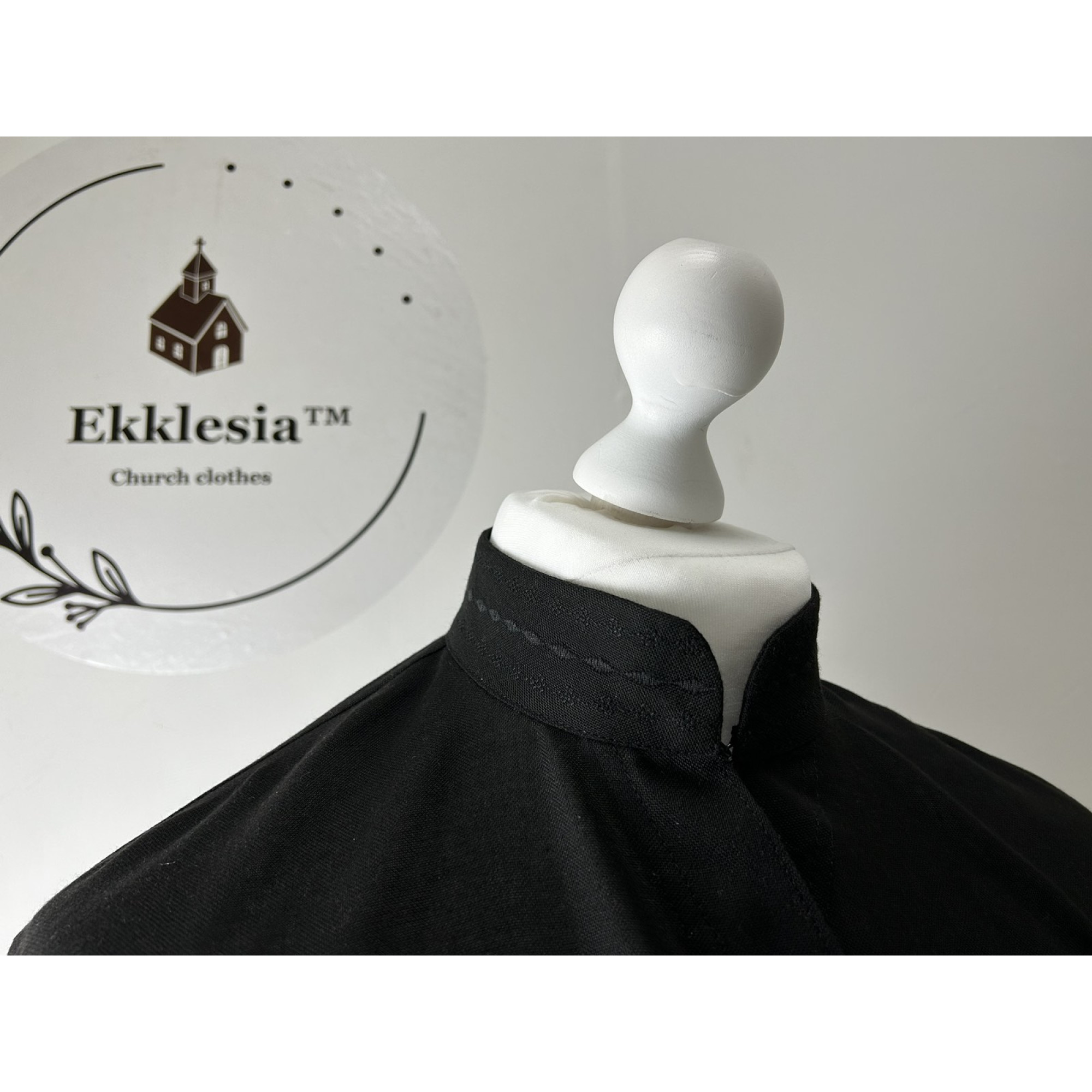 Embroidered inner cassock - Orthodox black cassock - Light summer cassock