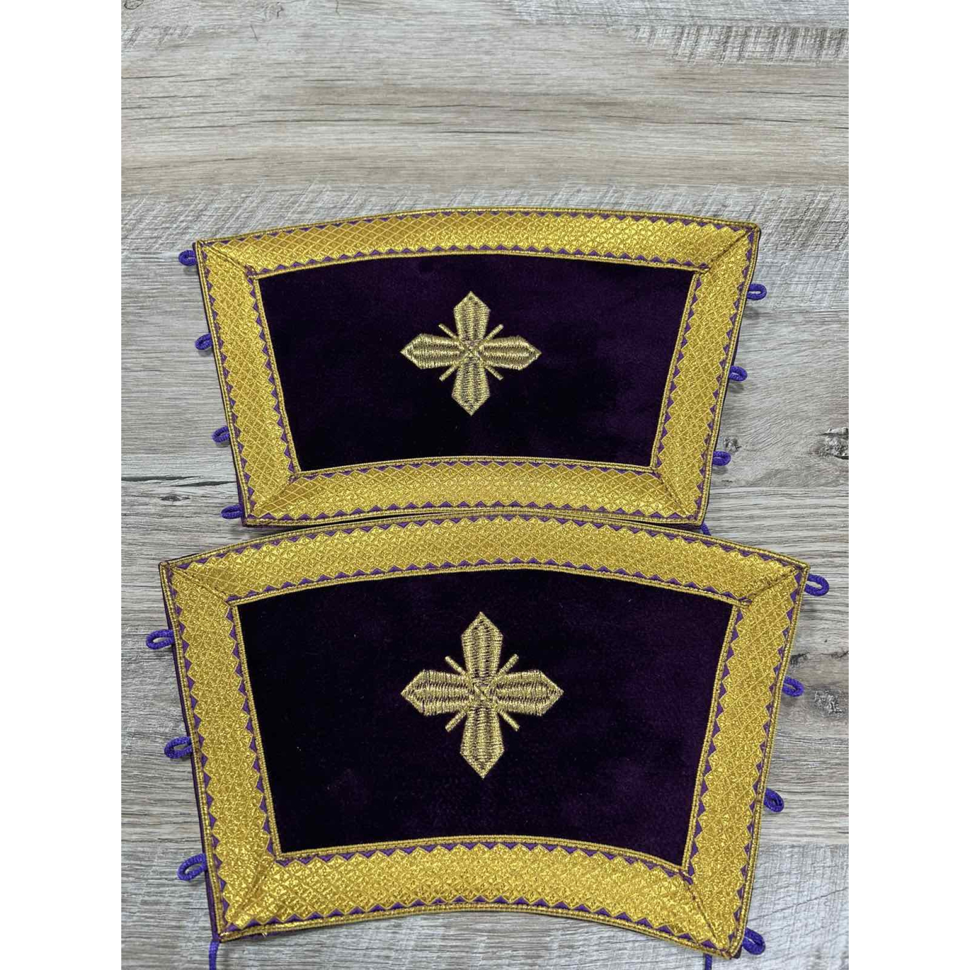 Velvet embroidered orar for protodeacon - Double orarion with Agios design